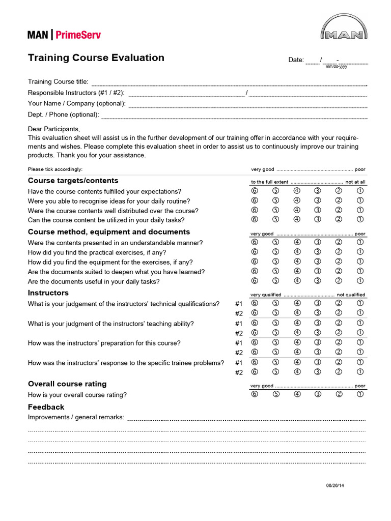 Training Course Evaluation Form | PDF | Course Evaluation | Cognition