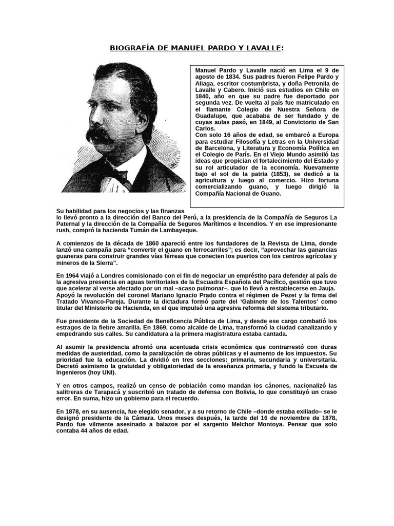 Biografía de Manuel Pardo y Lavalle | PDF