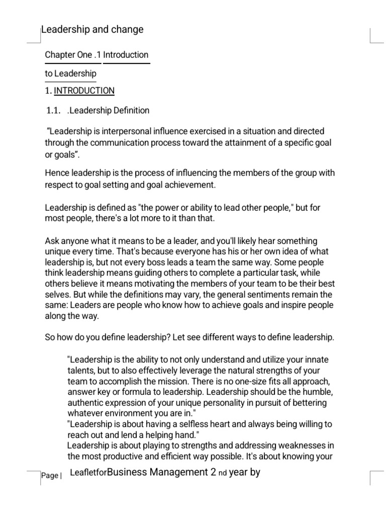Leadership and Change Management | PDF | Leadership | Power (Social And ...