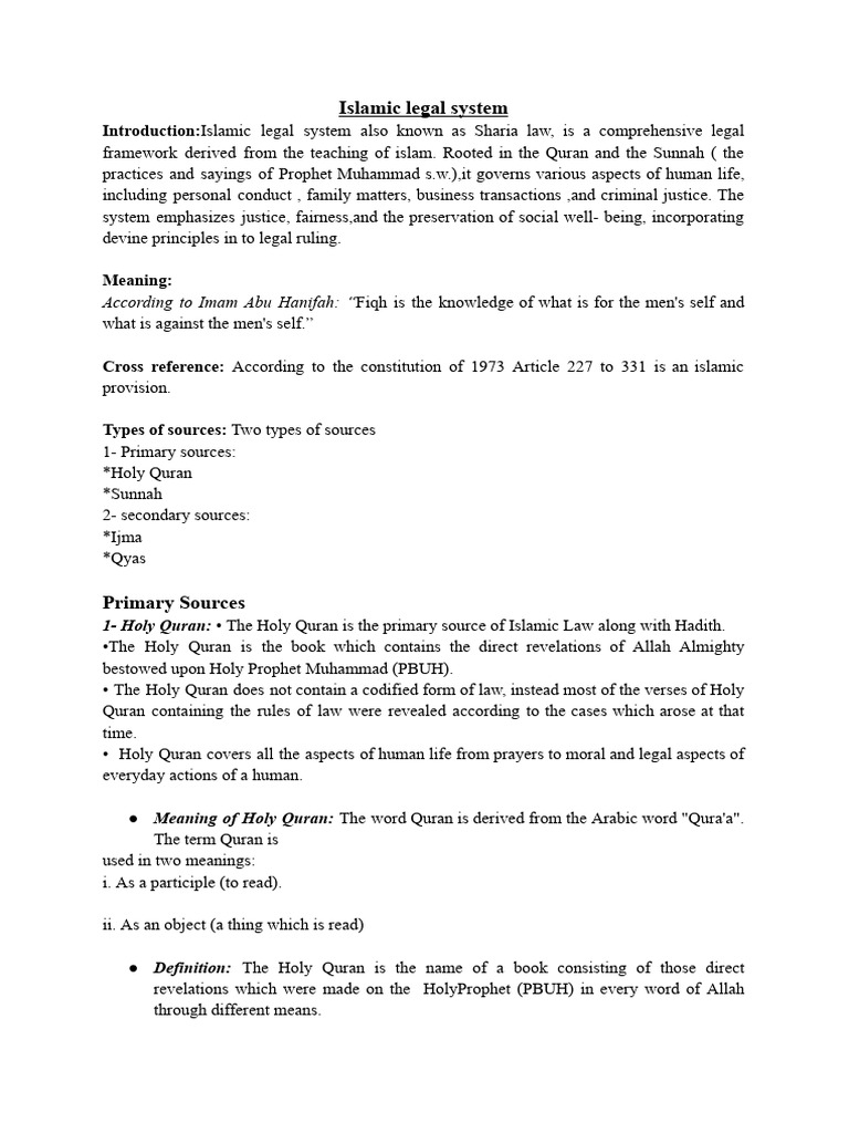 Islamic legal system | PDF | Sharia | Quran