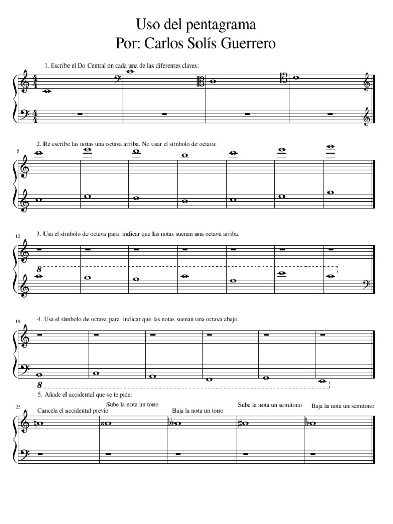 Guía Práctica del Pentagrama | PDF | Escala (música) | Elementos de la ...