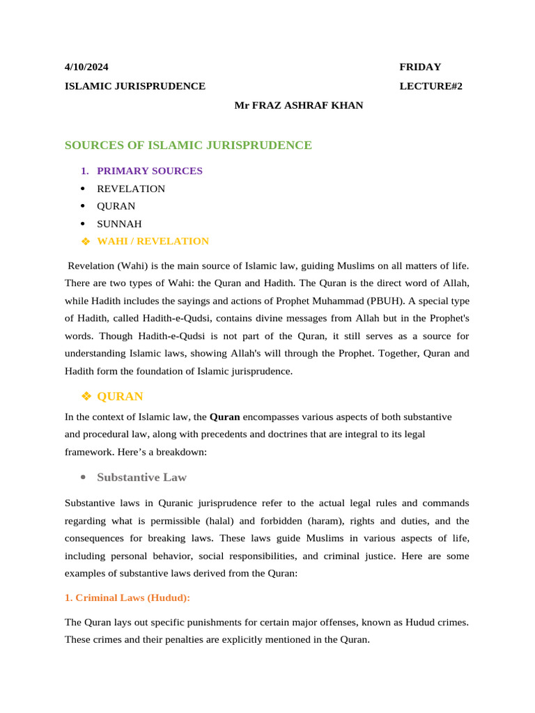 Sources of Islamic Jurisprudence | PDF | Hadith | Sharia