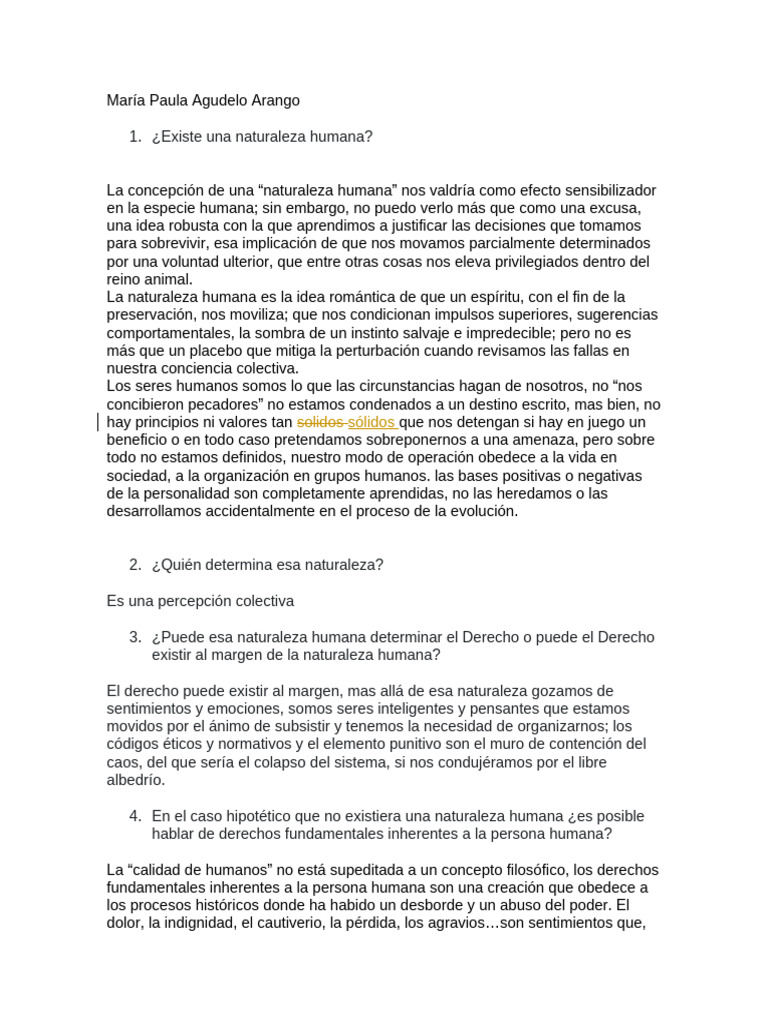 Actividad Preliminar - Maria Paula Agudelo Arango | PDF | La naturaleza humana | Naturaleza