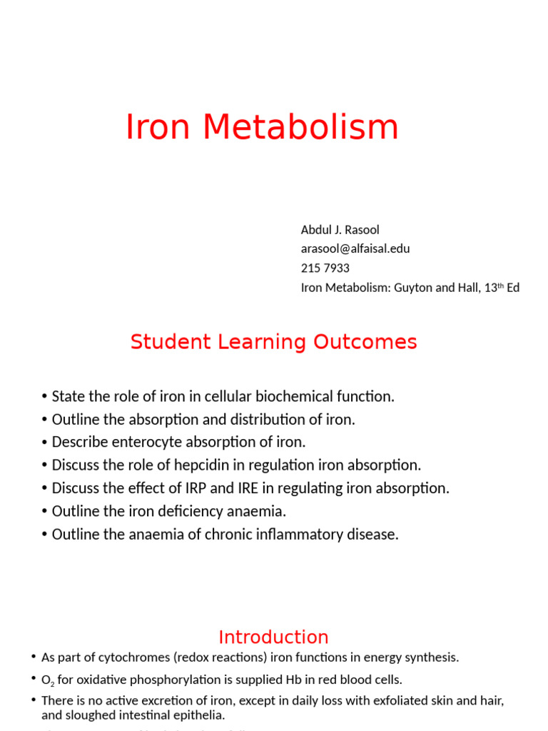 Understanding Iron Metabolism and Regulation | PDF | Iron | Biochemistry
