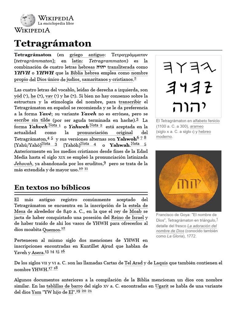 El Tetragrámaton: Significado y Origen | PDF | Tetragrammaton | Jehová