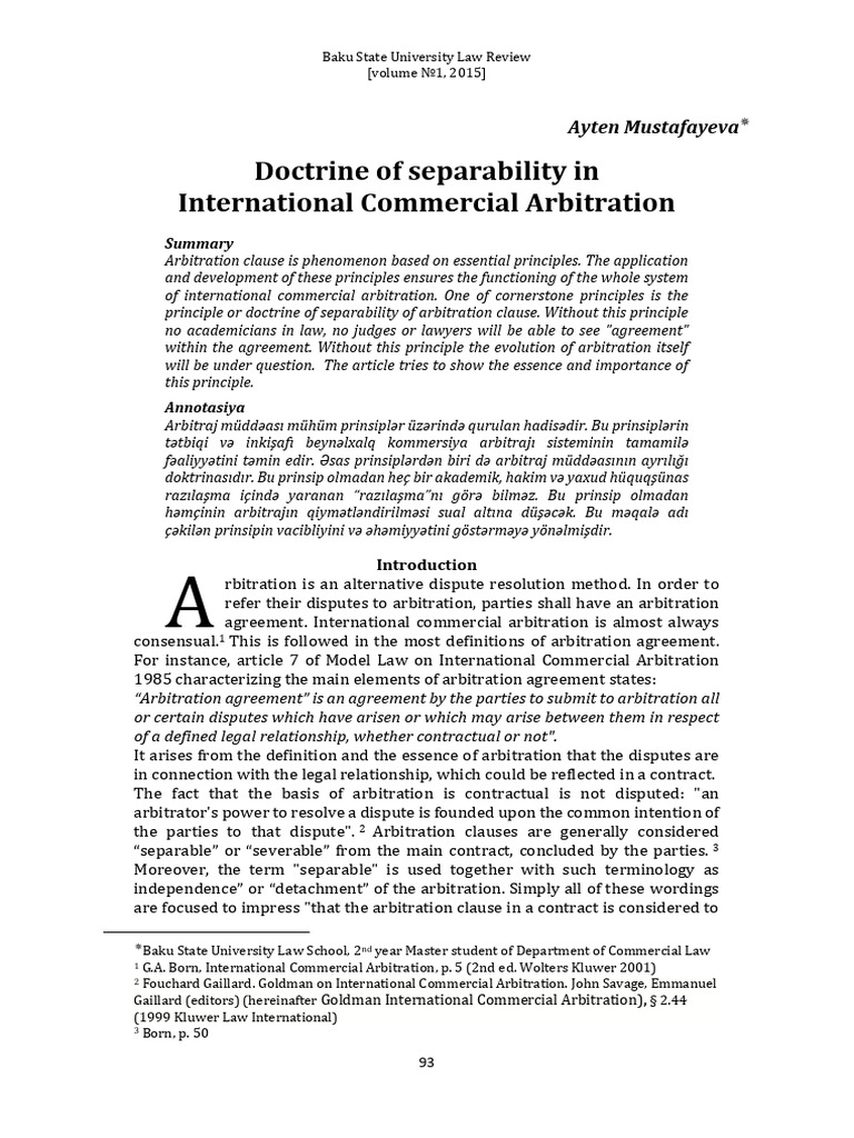 Doctrine of Separability | PDF | Arbitration | Arbitration Clause