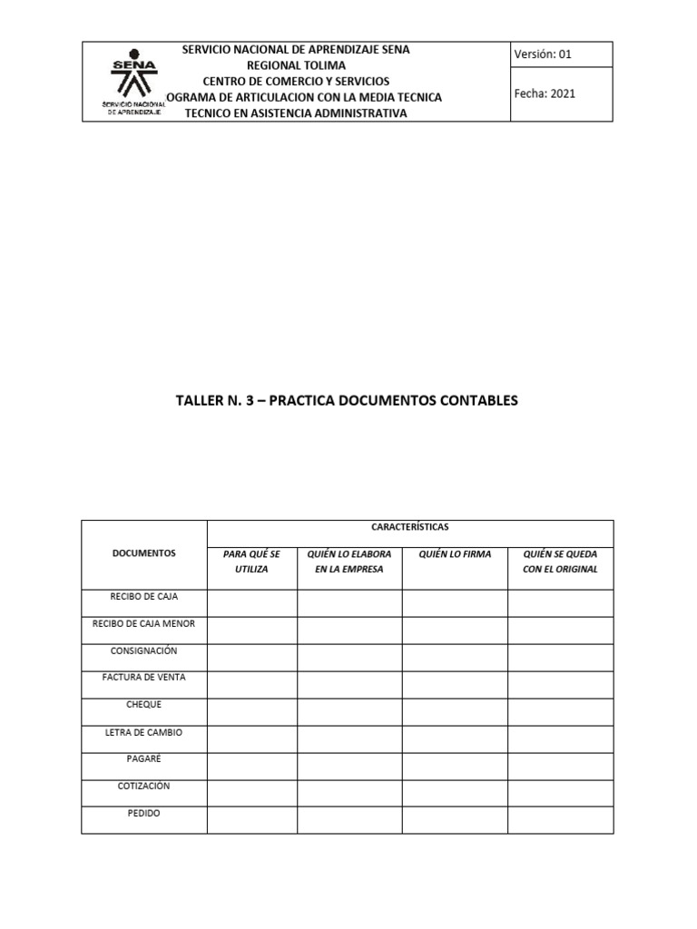 Taller 3 Practica Documentos Contables (3) | PDF | Contabilidad | Business