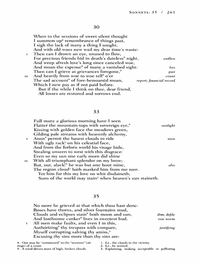 Sonnets 30 | PDF | Sonnets
