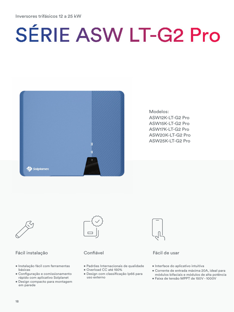 (SOLPLANET) Datasheet - ASW 12 25K-LT-G2 PRO (AFCI) | PDF