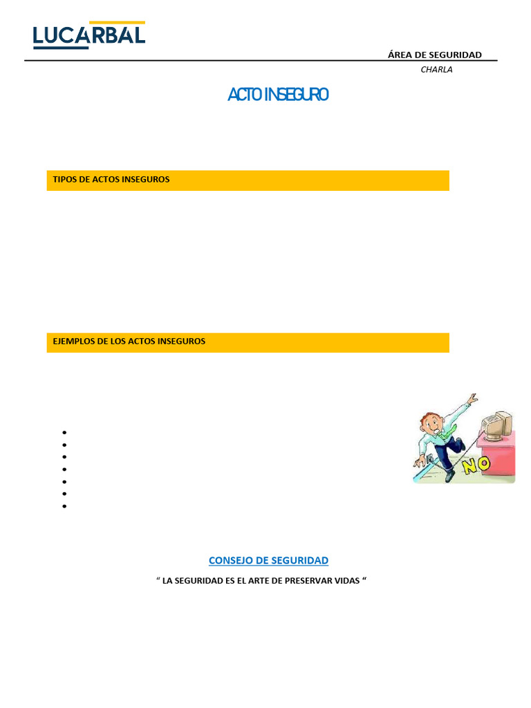 Acto Inseguro y Sus Ejemplos | PDF