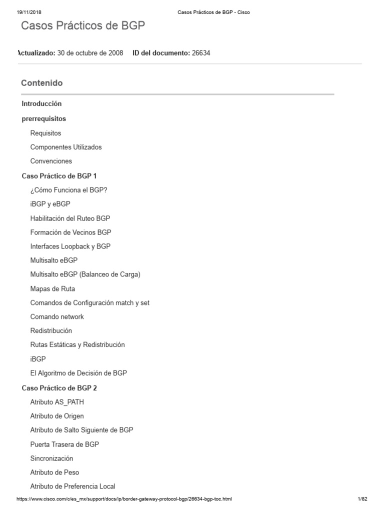 Casos Prácticos de BGP - Cisco | PDF | Enrutador (Computación) | Protocolos de comunicaciones
