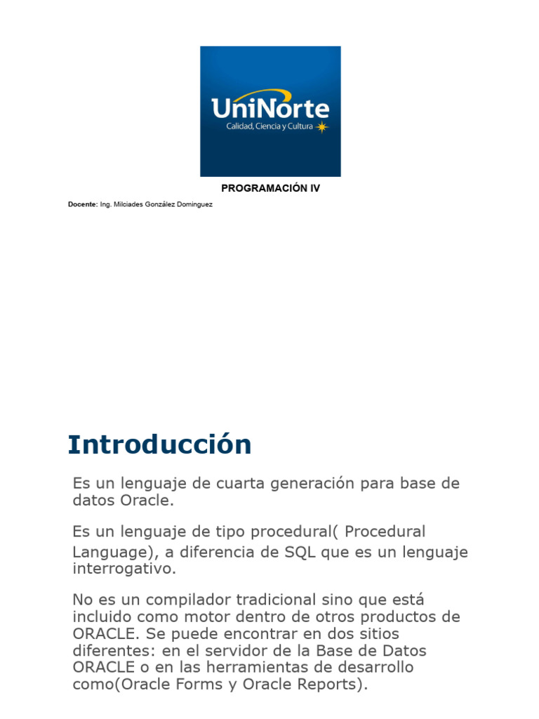 Introduccion Lenguaje PLSQL | PDF