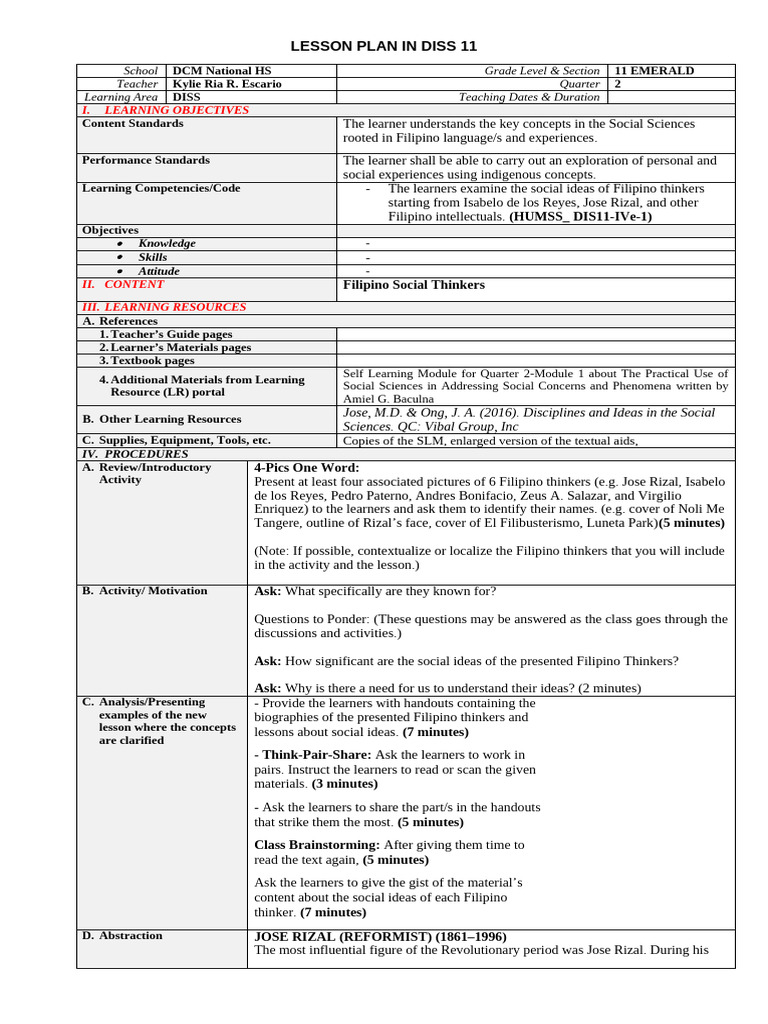 Dlp-Diss-Q2-Melc-2-Week-2-Lesson 1 | PDF | Social Science