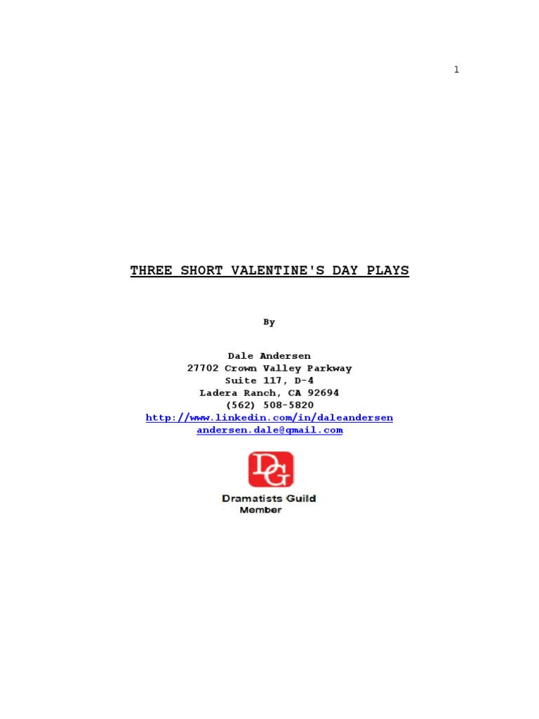Three Short Valentine's Day Plays | PDF | Language Arts & Discipline