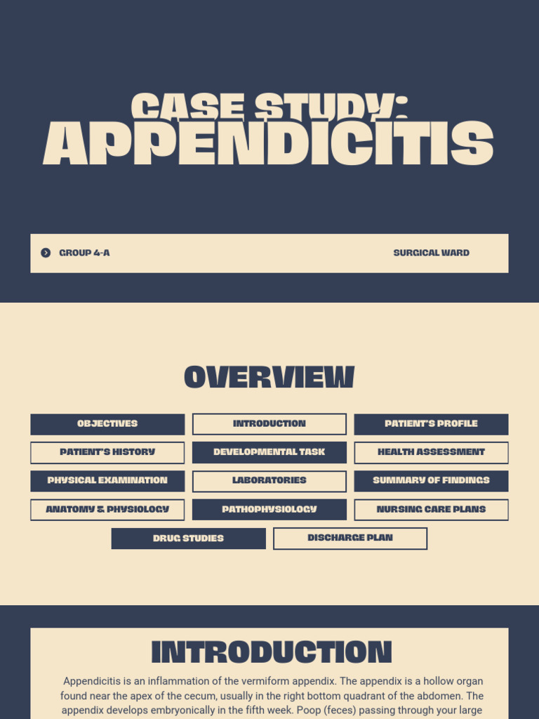 Appendicitis Case Study and Nursing Care | PDF | Urine | Medical Specialties