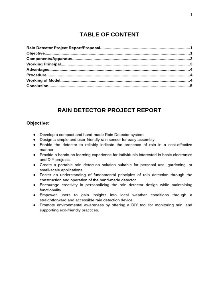 Rain Detector Project Report - Proposal | PDF | Sensor | Rain