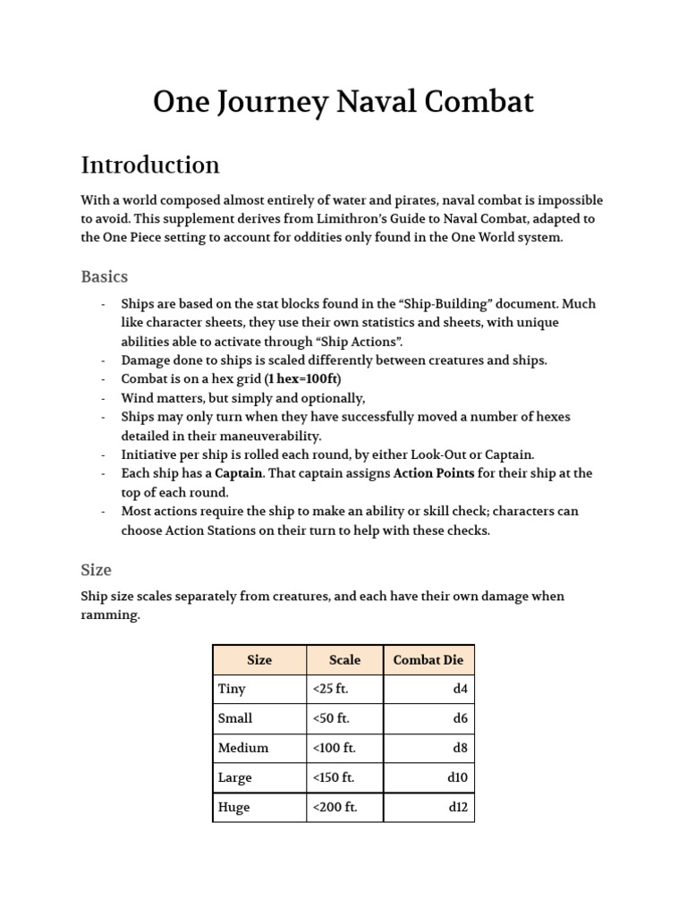 Naval Combat in One Piece Setting | PDF | Ships | Wound