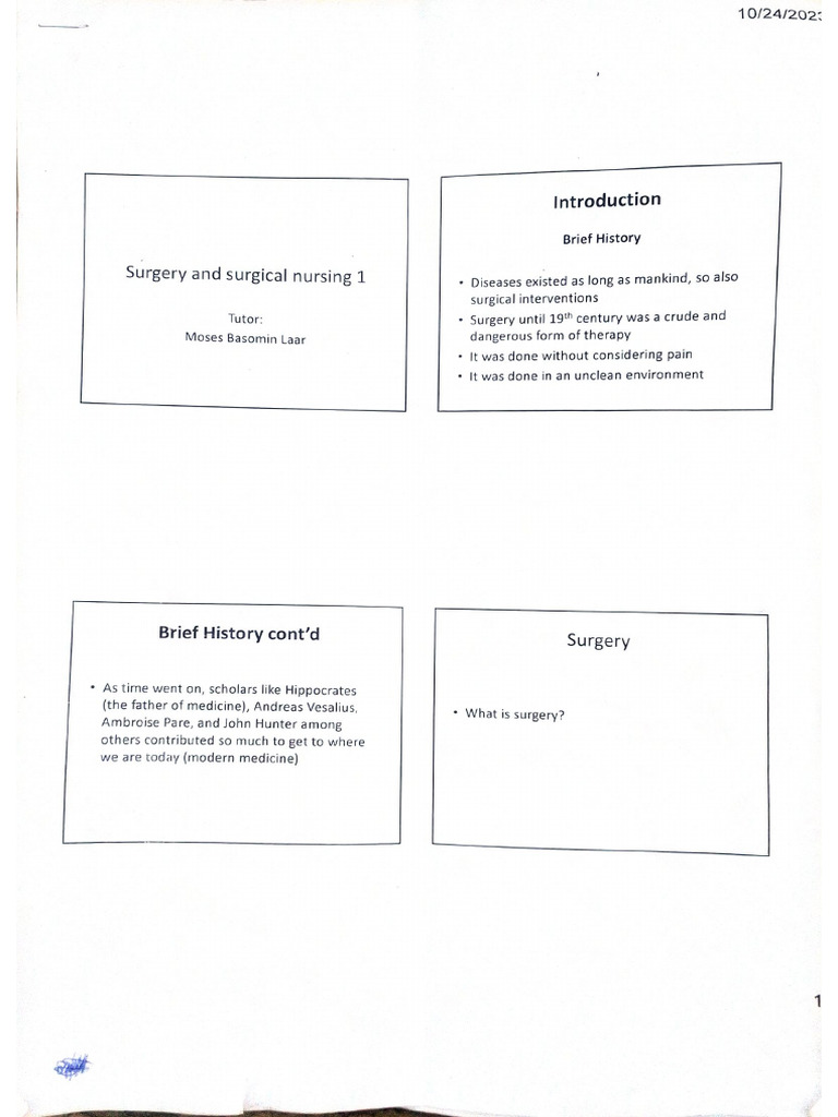 Surgical Nursing & Surgery Introduction | PDF