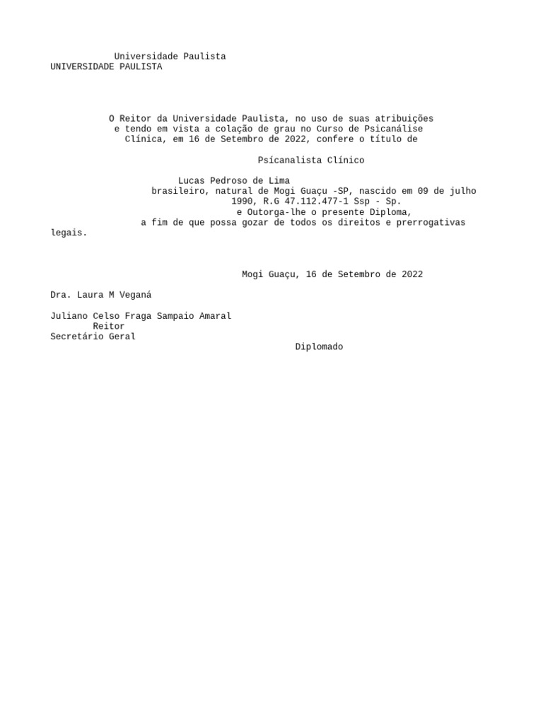 Diploma Unip Lucas | PDF | Bem-estar