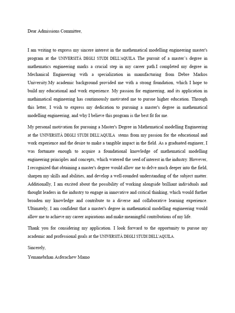 Motivational Letter | PDF