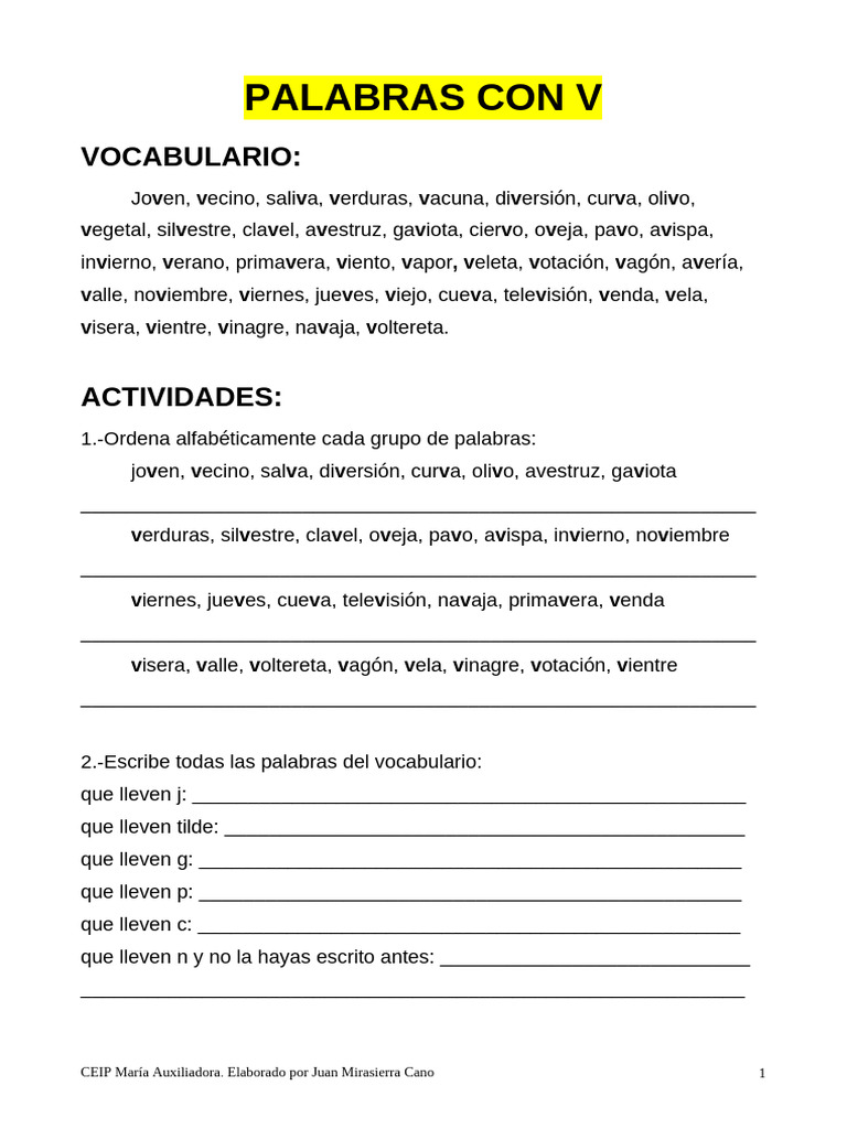 Palabras Con V | PDF | Alimentos
