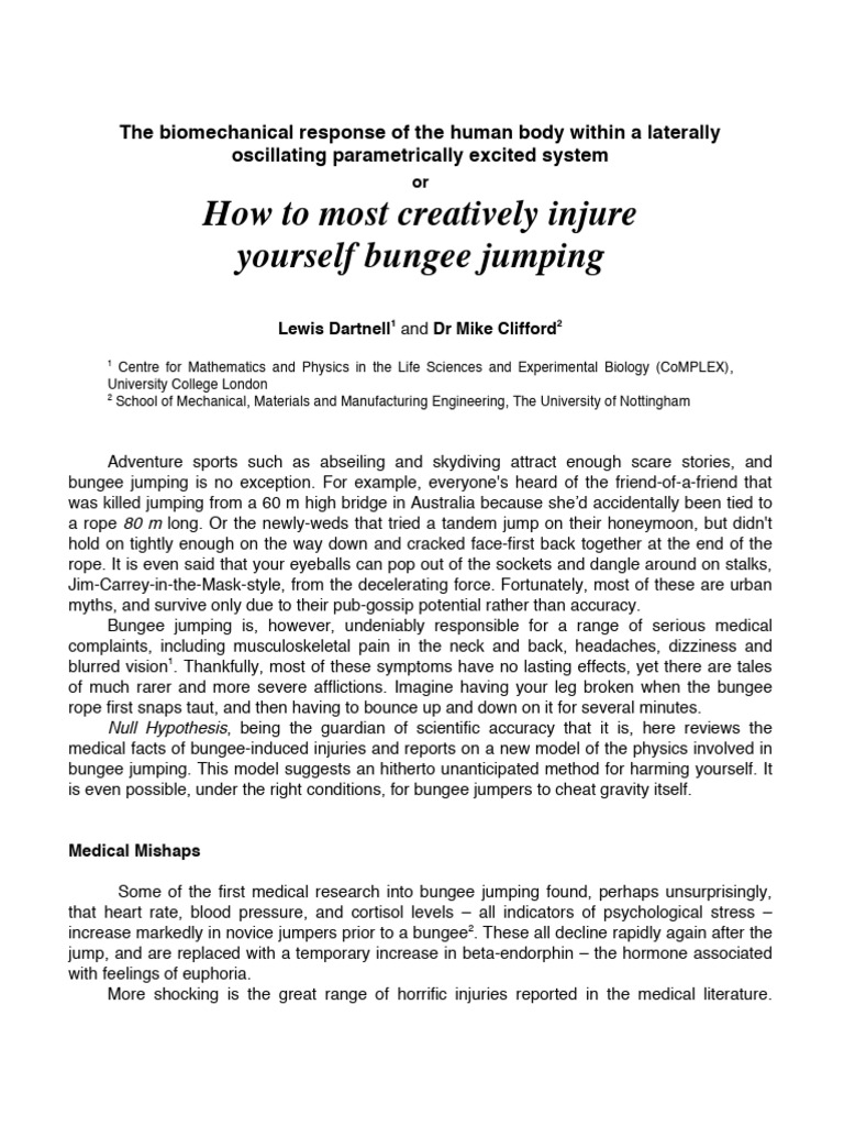 Bungee Jumping: Risks and Physics Explained | PDF | Resonance | Oscillation