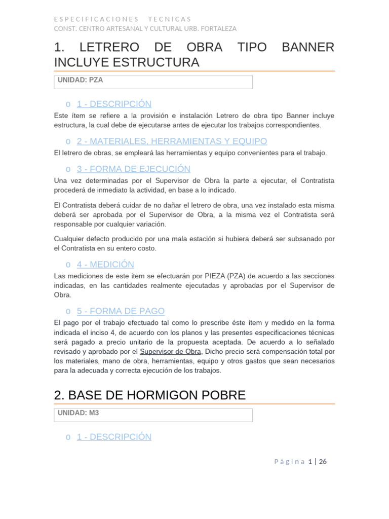 Especificaciones Tecnicas Dosier | PDF | Hormigón | Fundación (Ingeniería)