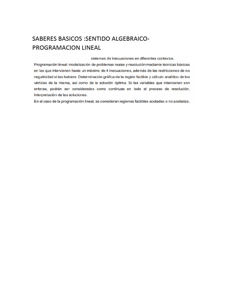 Saberes Basicos-Programacion Lineal | PDF