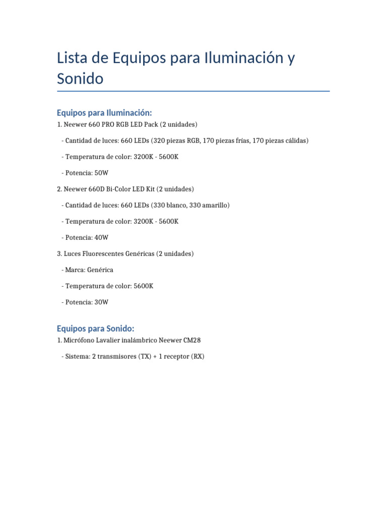 Equipos LED y Sonido Neewer | PDF