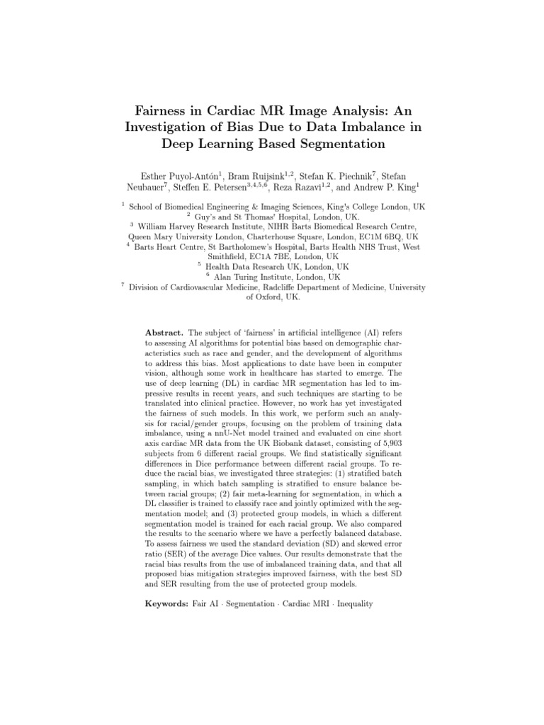 Fairness in Cardiac MR Image Analysis: An Investigation of Bias Due To Data Imbalance in Deep ...