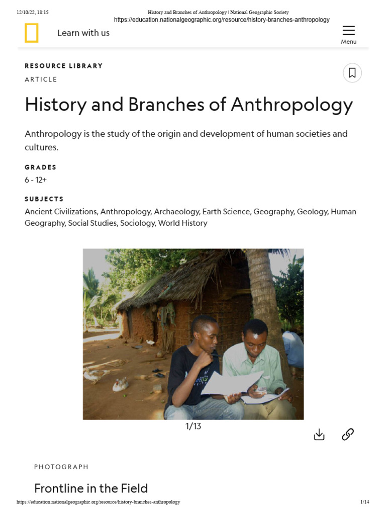 History and Branches of Anthropology _ National Geographic Society ...