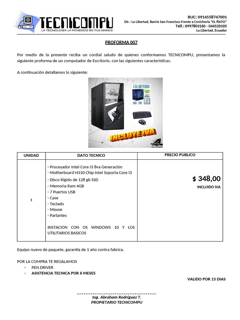 PROFORMA CPU | PDF | Microprocesador | Microcomputadoras