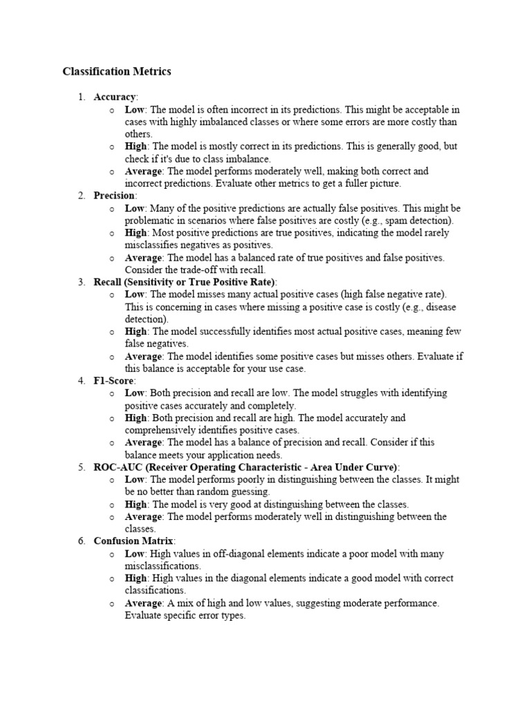 Model Evaluation Metrics Interpretation Pdf Cognitive Science