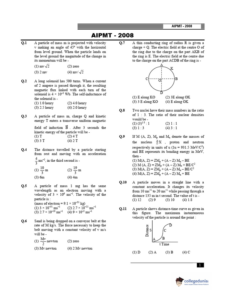 Pyq 2008 | PDF | Gases | Electronvolt