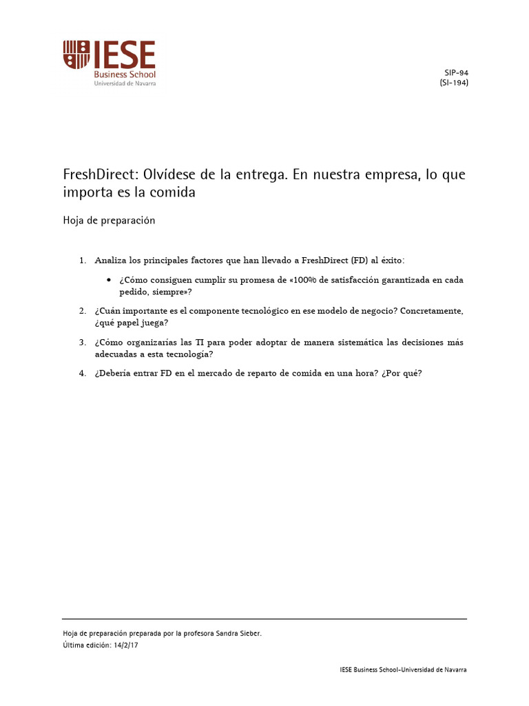 FreshDirect Olvídese de La Entrega. en Nuestra Empresa, Lo Que Importa ...
