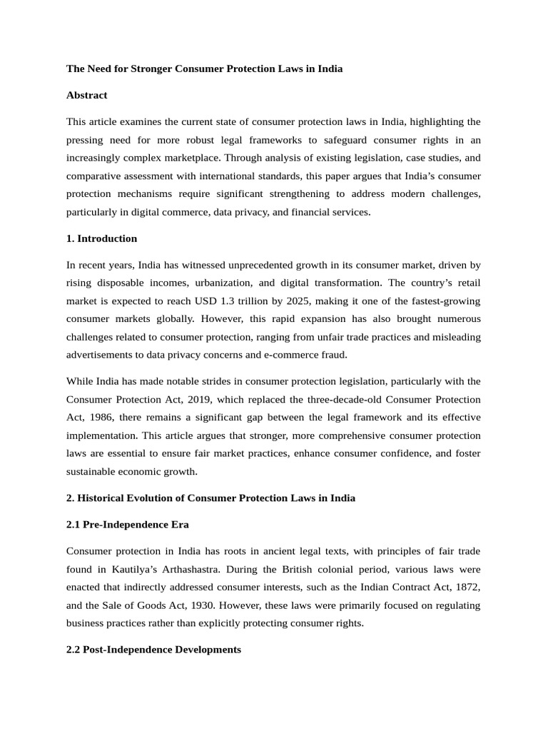 The Need For Stronger Consumer Protection Laws in India | PDF ...