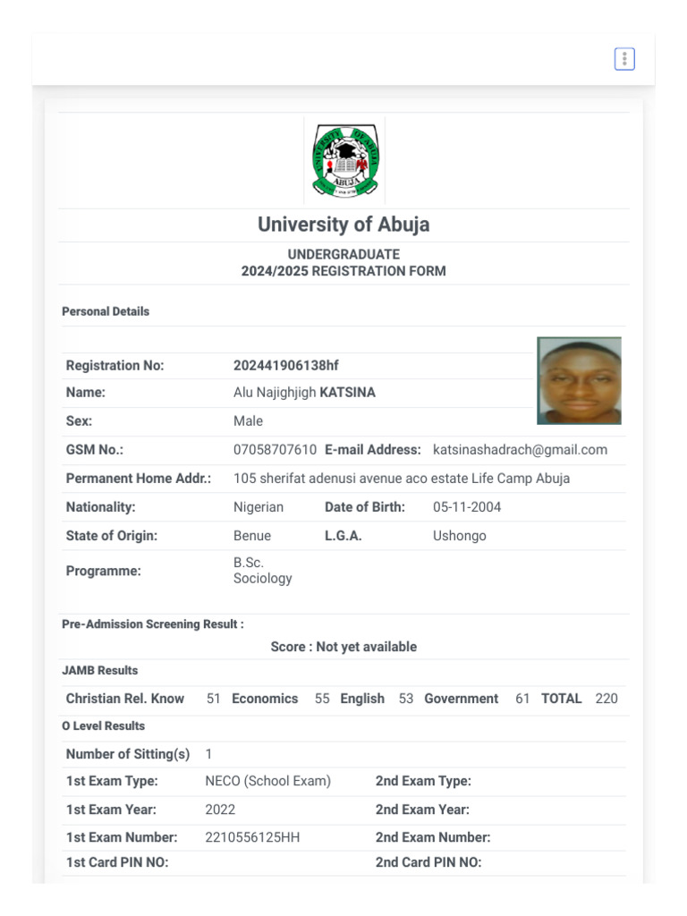 Katsina Registration Form | PDF