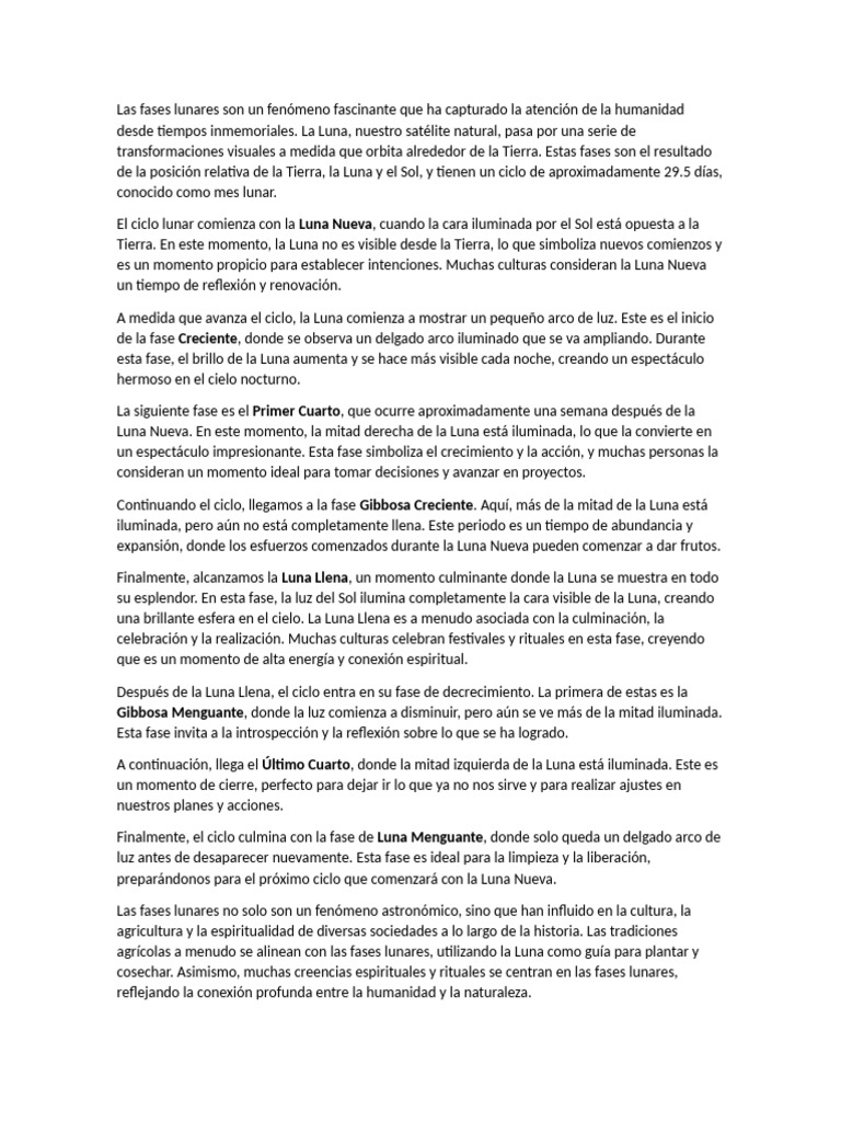 Fases del Ciclo Lunar y su Significado | PDF | Luna | Astronomía