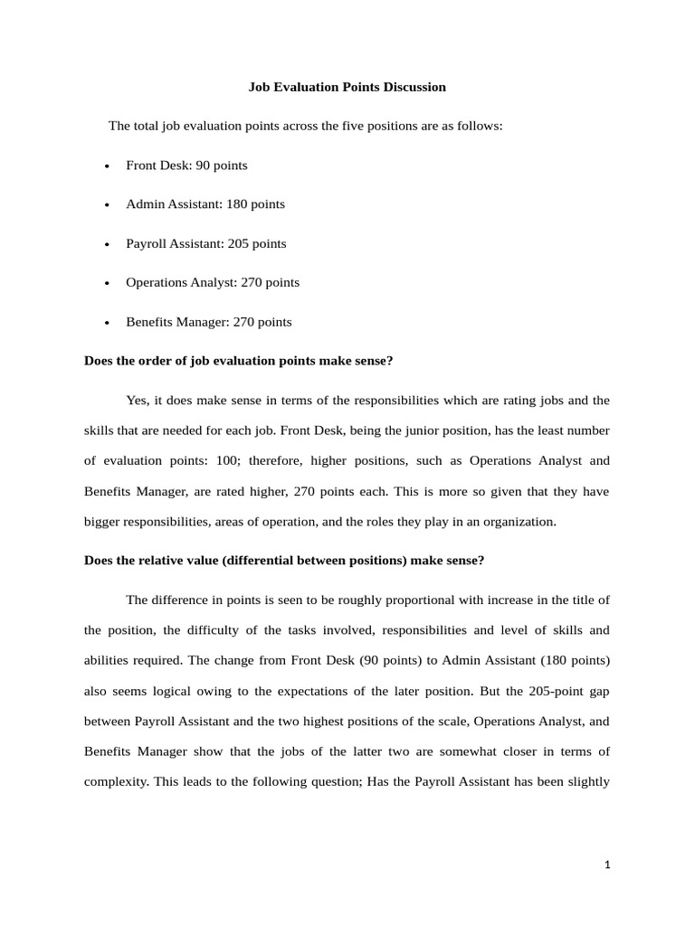 Job Evaluation Points Analysis and Pay Grades | PDF | Coefficient Of ...
