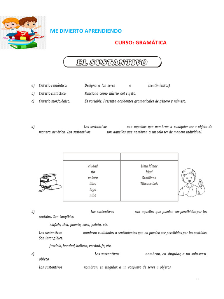 El Sustantivo 6to | PDF | Sustantivo | Unidades Semánticas