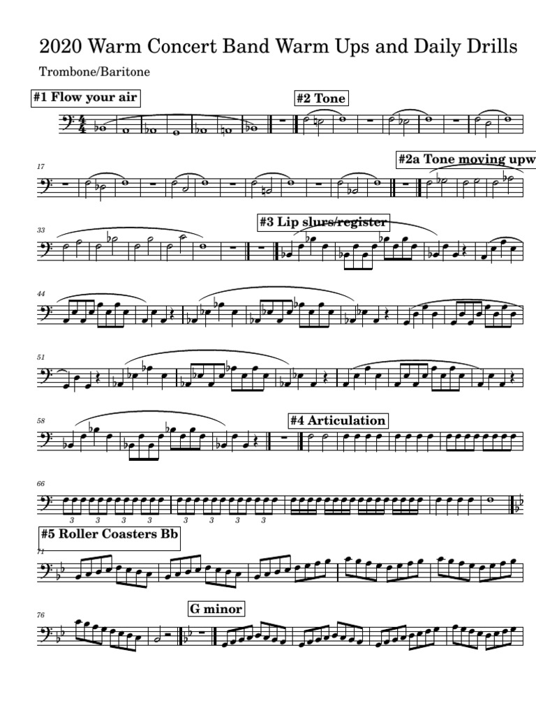 2020 Warm Concert Band Warm Ups and Daily Drills: Trombone/Baritone ...