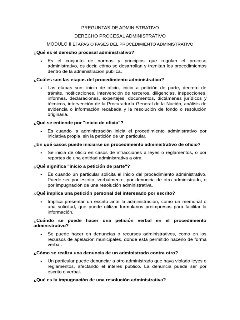 PREGUNTAS DE ADMINISTRATIVO | PDF | Ley procesal | Apelación