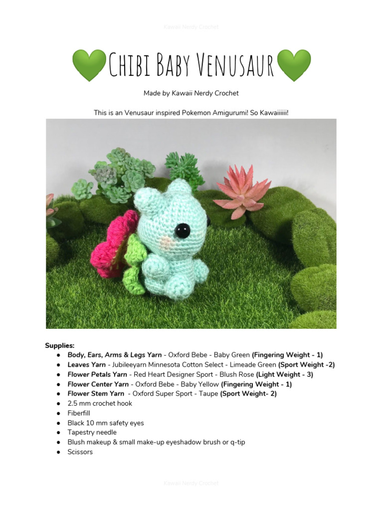 Chibi_Baby_Venusaur_v2 | PDF | Crochet | Textile Arts