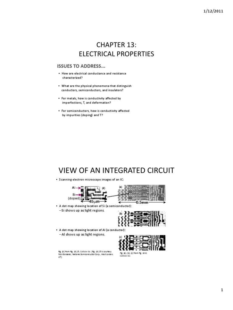 Electrical Properties of Conductors & Semiconductors | PDF | Electrical ...