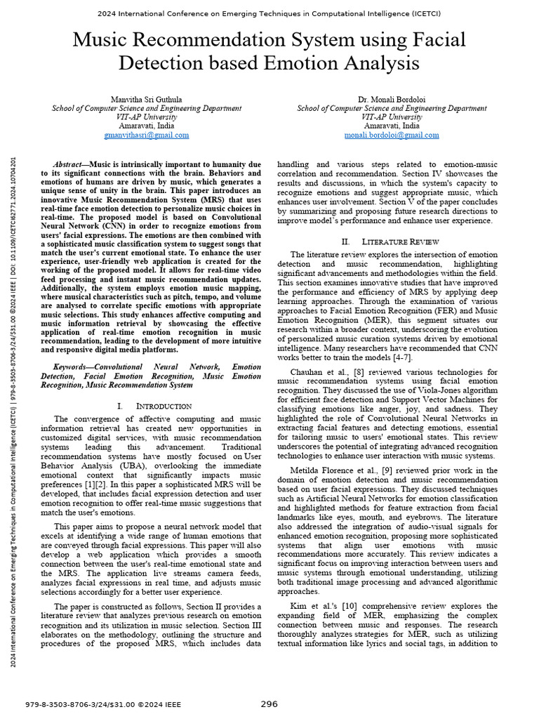 Facial Emotion-Based Music Recommender | PDF | Emotions | Artificial ...