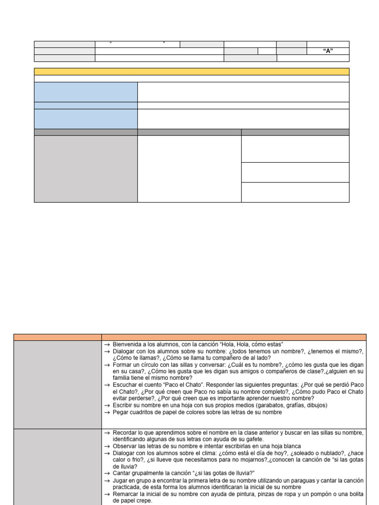 Plan Del Nombre. Mixto | PDF
