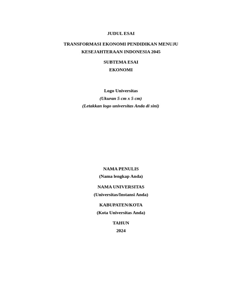 Transformasi Pendidikan untuk Ekonomi 2045 | PDF