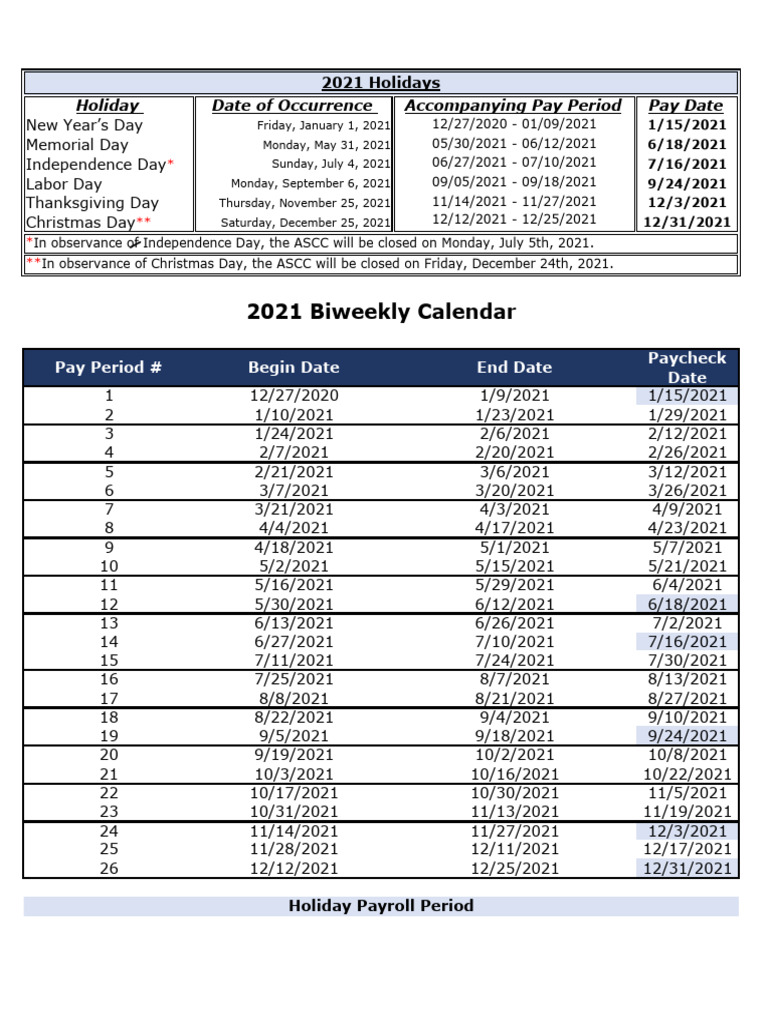 2021 Biweekly Calendar Final | PDF | Holidays | Observances