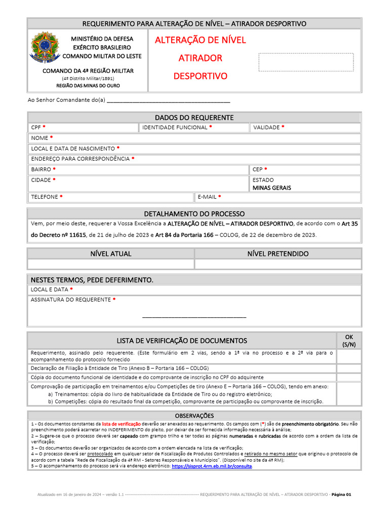 Requerimento de Alteração de Nível CAC | PDF