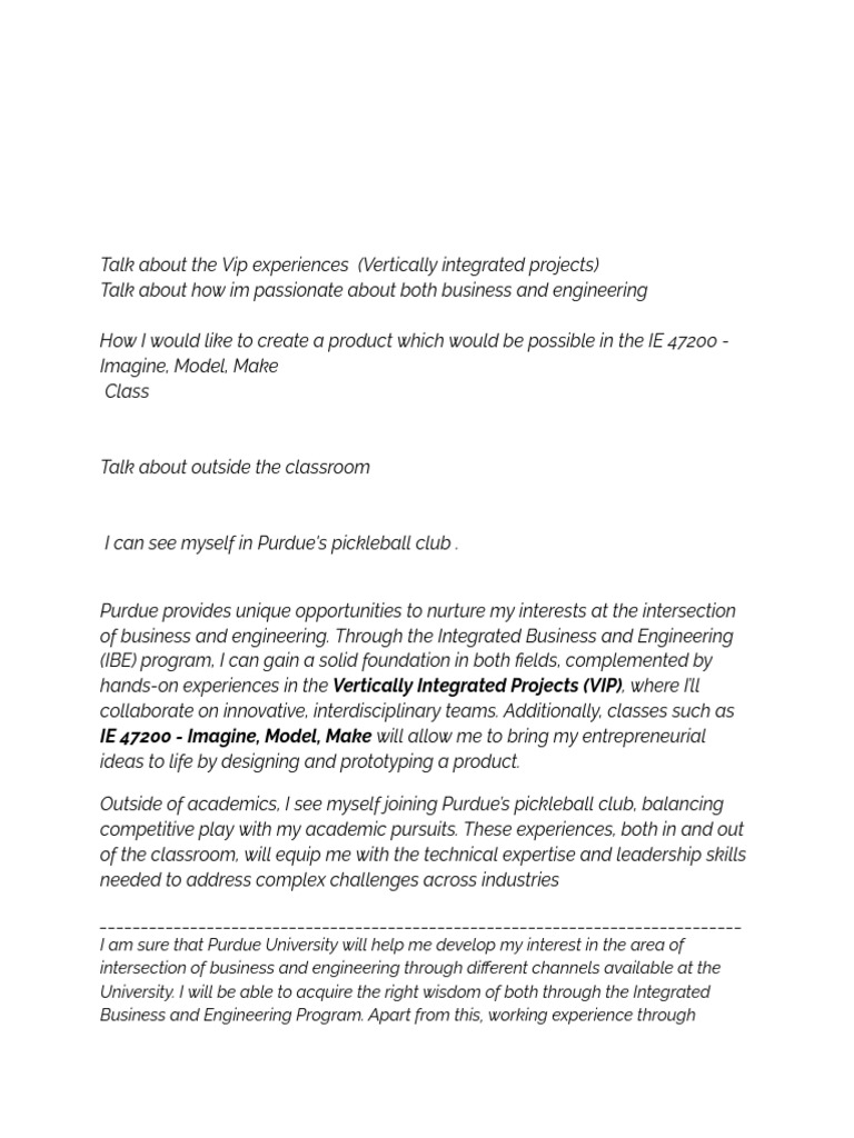 Vertically Integrated Projects (VIP) IE 47200 - Imagine, Model, Make | PDF